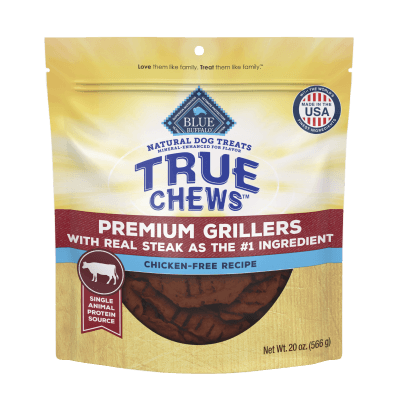 BLUE True Chews Premium Grillers Dog Treats - Made with Real Steak